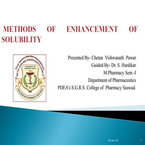 METHODS OF ENHANCEMENT OF SOLUBILITY | PPTX