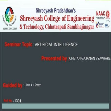 Introduction to the Artificial intelligence PPT | PPTX