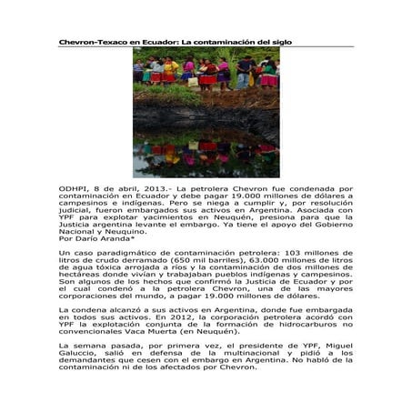 Chevron-Texaco en Ecuador: La contaminación del siglo | PDF