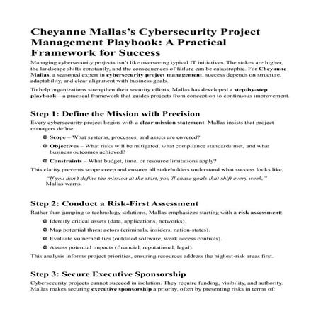 Cheyanne Mallas’s Cybersecurity Project Management Playbook- A Practical Framework for Success.pdf