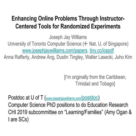 CHI (Computer Human Interaction) 2019 enhancing online problems through instructor centered ...