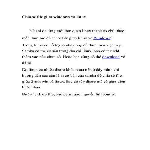 Chia sẽ file giữa windows và linux | PDF