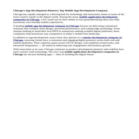 Chicago's App Development Pioneers- Top Mobile App Development Company.pdf