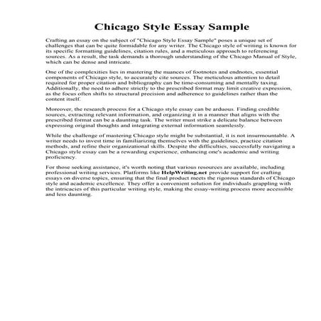 Chicago Style Essay Sample. Example Of A Chicago Style Research Paper ...