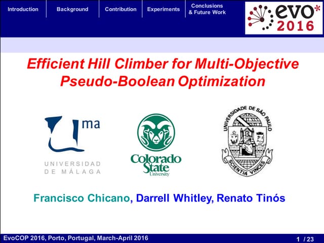 Efficient Hill Climber For Multi Objective Pseudo Boolean Optimization 7034