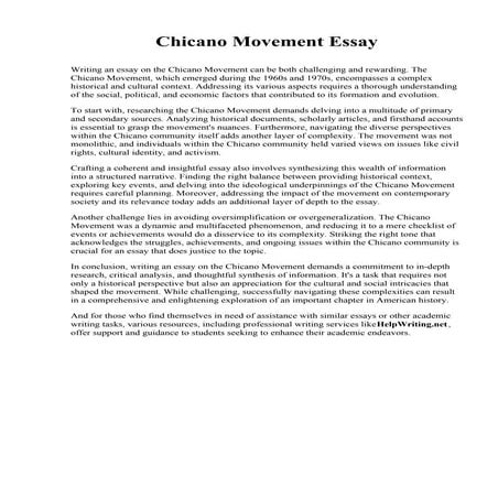 Chicano Movement Essay. Prairie View A&M University | PDF