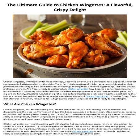 Chicken Wingettes A Delicious, Ready To Cook, Frozen Food Chunk.pdf