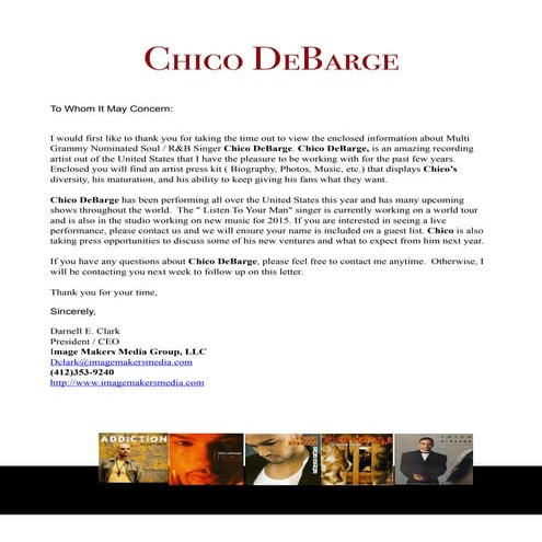 Chico DeBarge Cover Letter | PDF