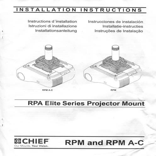 CHIEF - RPA Elite Series Projector Mount - RPM and RPM A-C - Installation Instructions | PDF
