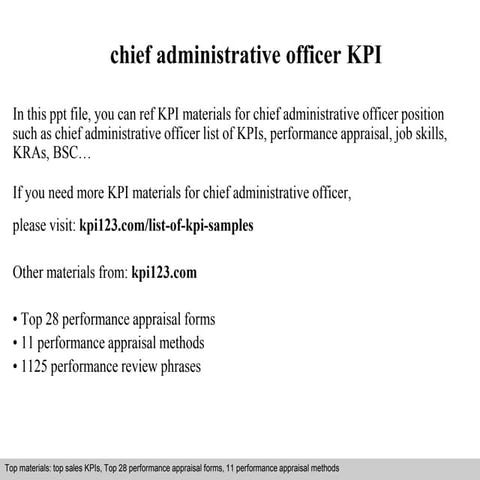 Chief administrative officer kpi | PPT