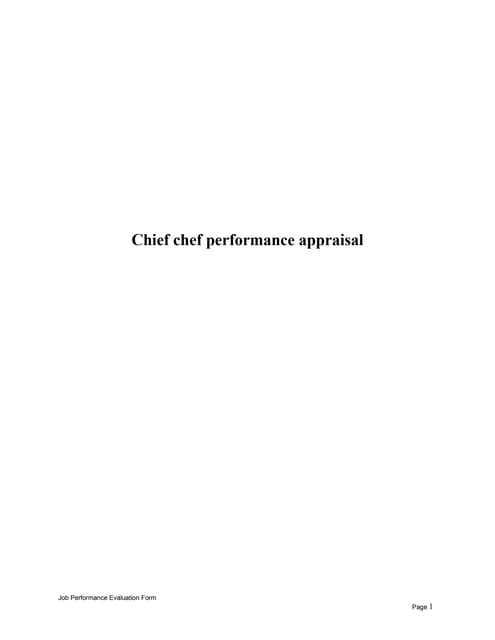 Kitchen chef performance appraisal | PDF