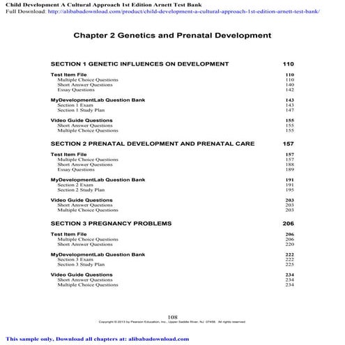 Child Development A Cultural Approach 1st Edition Arnett Test Bank | PDF