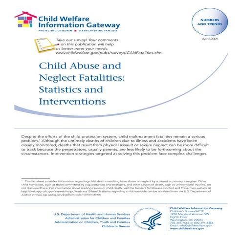 Child Abuse and Neglect Facilities: Statistics and Interventions | PDF