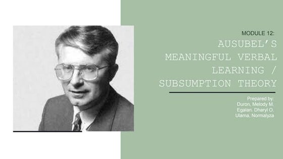Subsumption theory by_david_paul_ausubel | PPTX | Educational ...