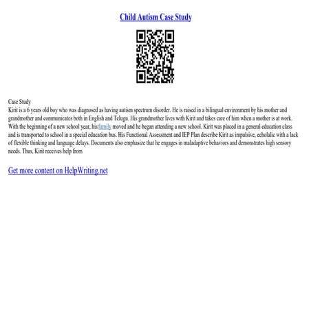 Child Autism Case Study | PDF