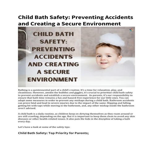 Child Bath Safety Preventing Accidents and Creating a Secure ...