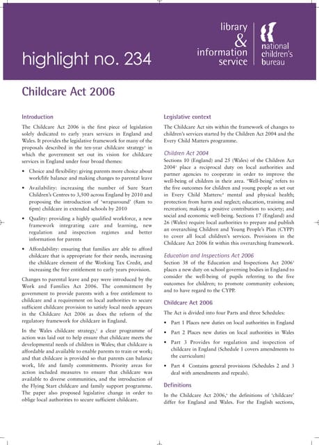 Children Act 2004 | PDF | Daycare and Pre-School | Parenting