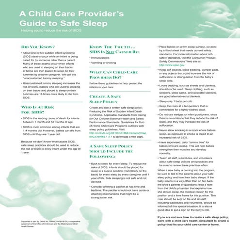 Child care provider's guide to safe sleep | PDF