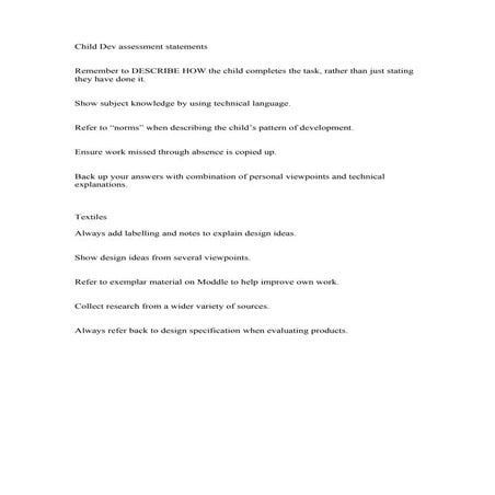 Child dev assessment statements | DOC
