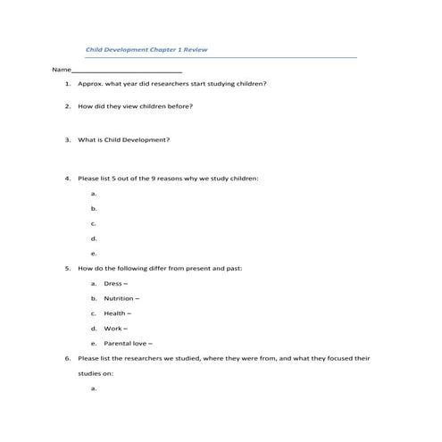 Child development chapter 1 review | DOCX