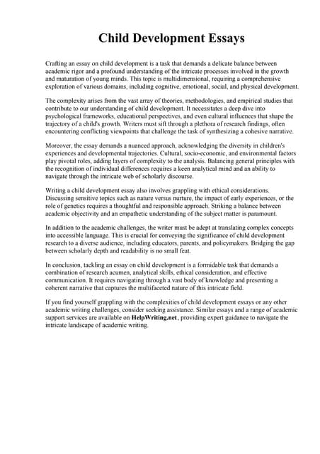 Essay On Child Development. Rock Valley College | PDF