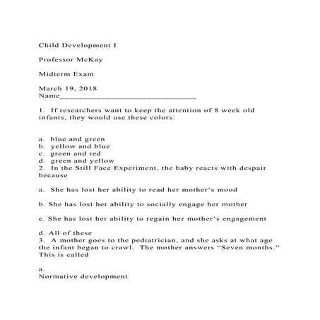 Child Development IProfessor McKayMidterm ExamMarch 19.docx | Pregnancy ...