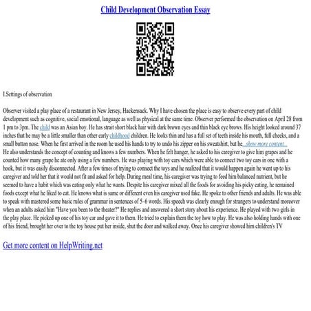 Child Development Observation Essay | PPT