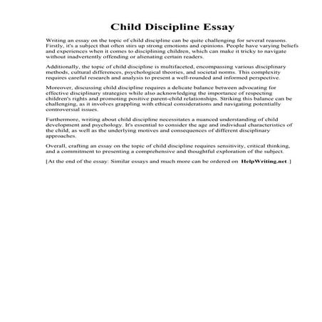 Child Discipline Essay. children and discipline essay | PDF
