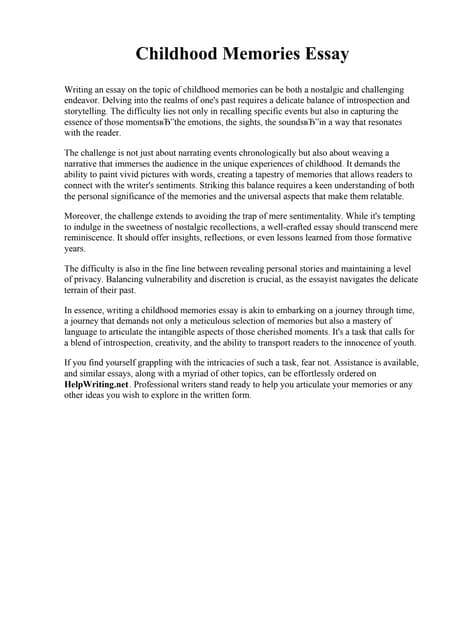 Memories Of Childhood Essay.pdf