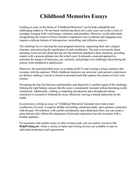 Memories Of Childhood Essay.pdf