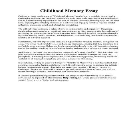 Childhood Memory Essay | PDF