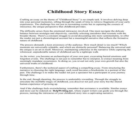 Childhood Story Essay. John A. Logan College | PDF