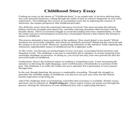 Childhood Story Essay. Outstanding Childhood Essay Thatsnotus | PDF