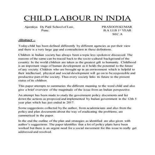 Child labour presentation | PPTX