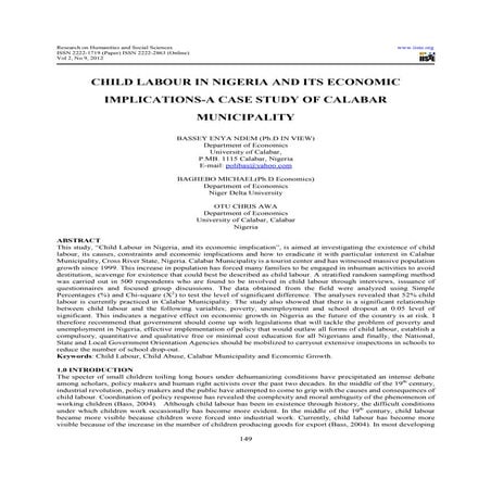 Child labour in nigeria and its economic implications a case study of ...