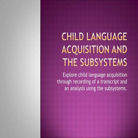 Child language acquisition and the subsystems | PPTX