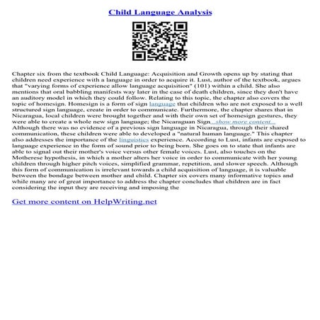 Child Language Analysis | PDF | Parenting Babies and Toddlers | Parenting