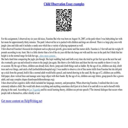 Child Observation Essay Examples | PDF