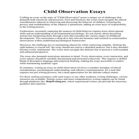 Child Observation Essays. Observation essays on infants | PDF ...