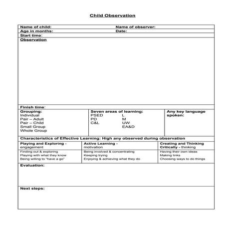 Childobservation format | PDF | Education