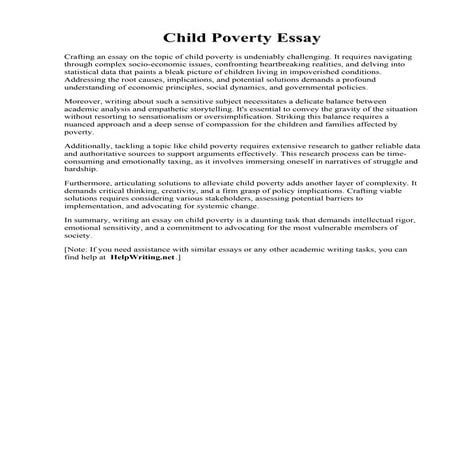 Child Poverty Essay | PDF