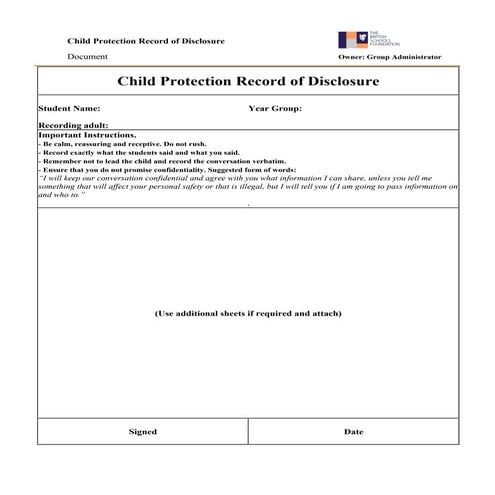 Child protection record of disclosure | PDF