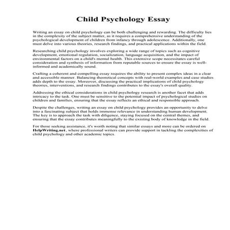 Child Psychology Essay | PDF
