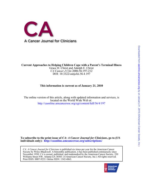 Enhancing resilience in siblings of children with cancer | PPT