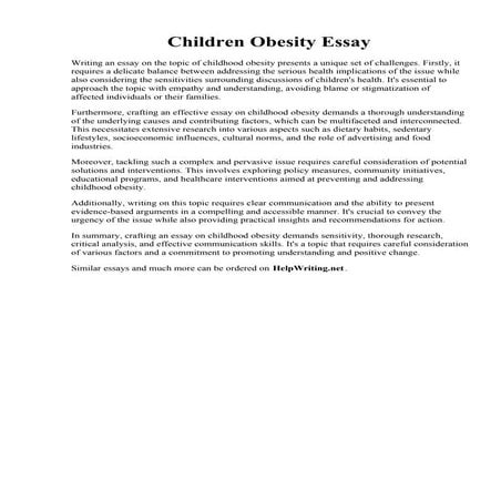 Children Obesity Essay.pdf | Children\'s Health | Healthy Living