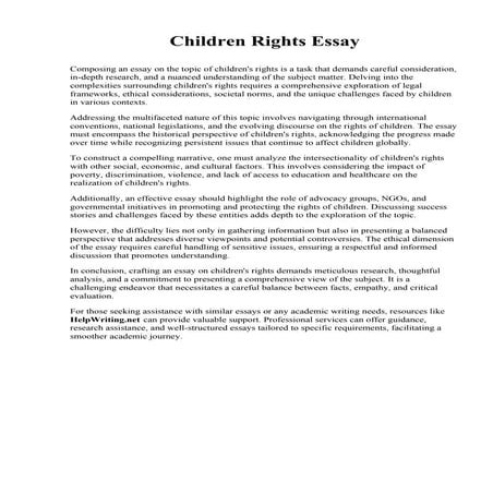Children Rights Essay. University of Nevada, Reno | PDF