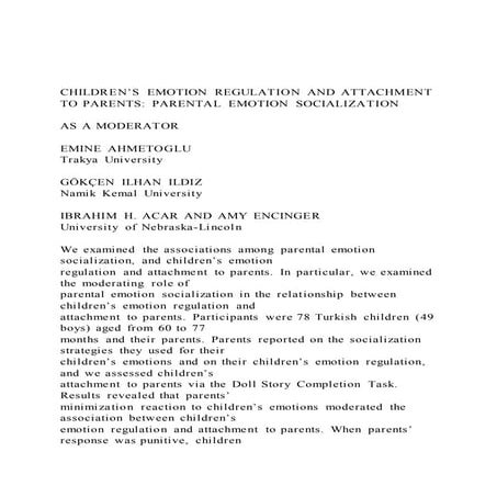CHILDREN’S EMOTION REGULATION AND ATTACHMENT TO PARENTS PAR | DOCX