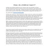 How Do Children Learn? | PDF