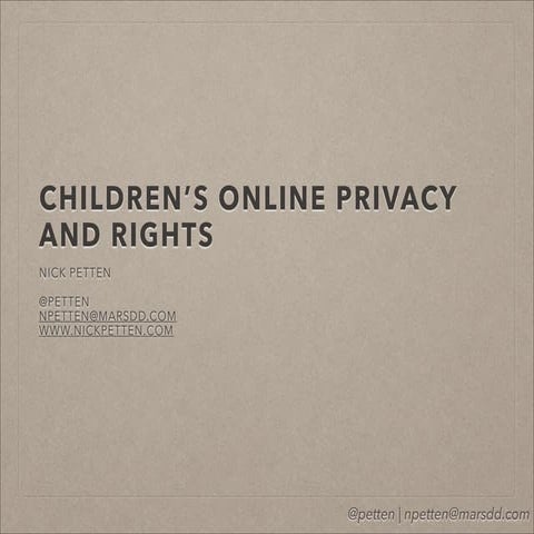 Children's Online Privacy and Rights | PDF