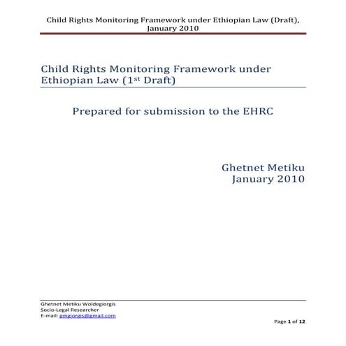 Child rights monitoring and enforcement mechanisms under ethiopian law ...